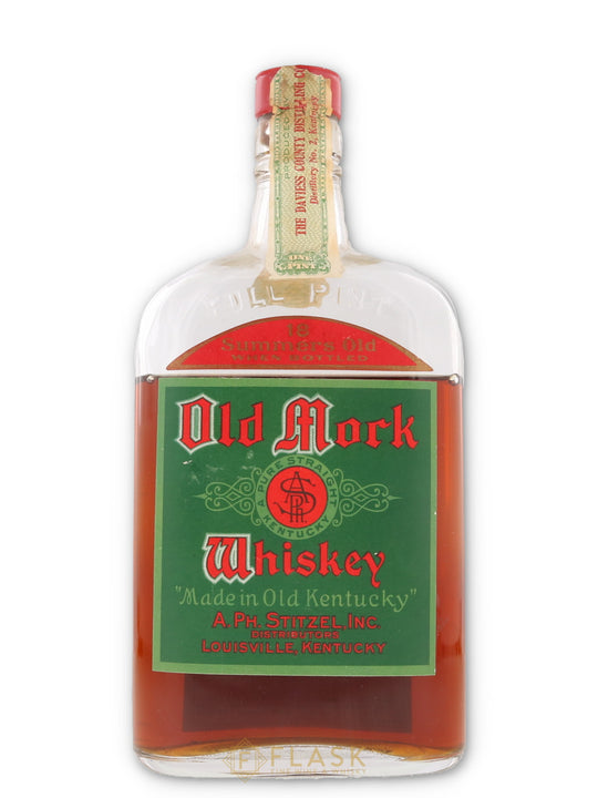 Old Mock PH Stitzel 18 Year Old Prohibition Bourbon Full Pint 1917 - Flask